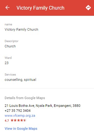 uMhlathuze Mapping – Victory Family Church Empangeni
